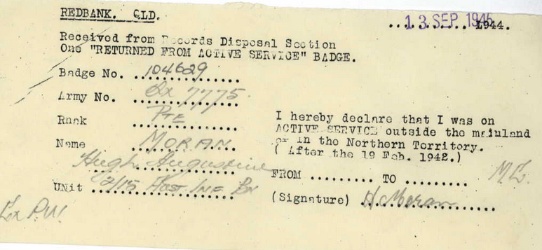A family ANZAC: Pte Hugh Moran Part II – Family history across the seas